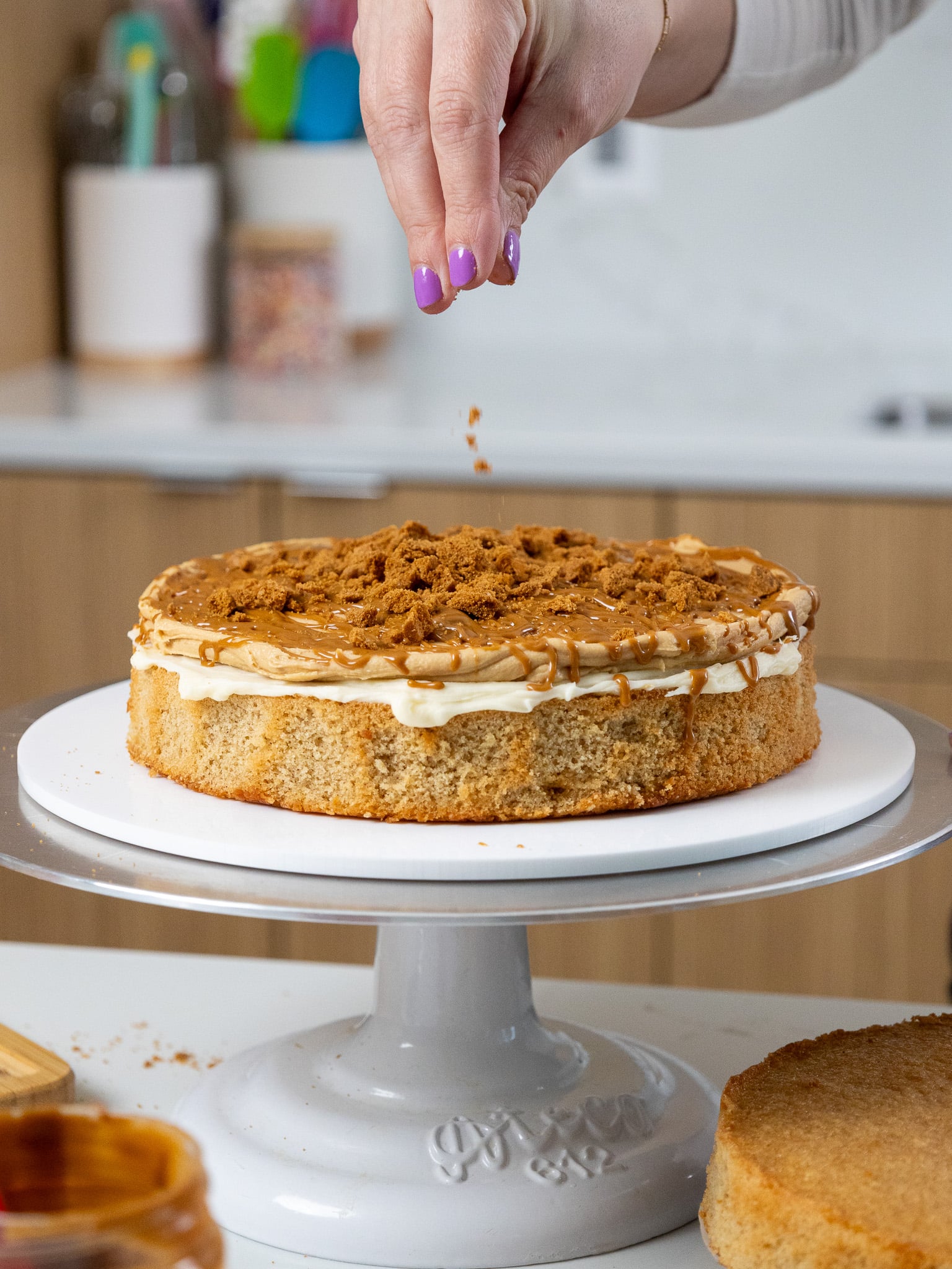 Biscoff Cake Recipe with Gooey Cookie Butter Filling
