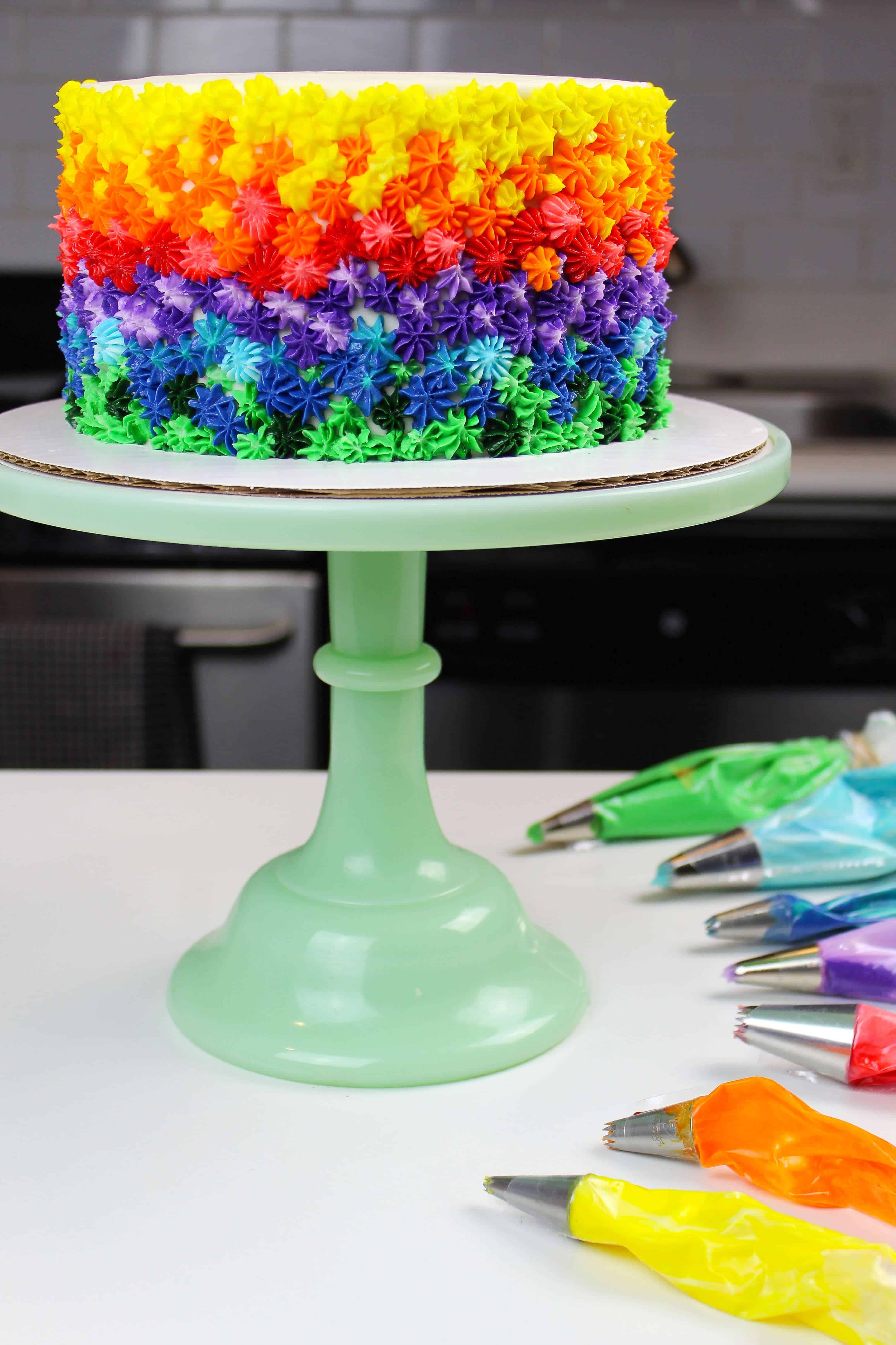 Rainbow Marble Cake with Homemade Buttercream Frosting