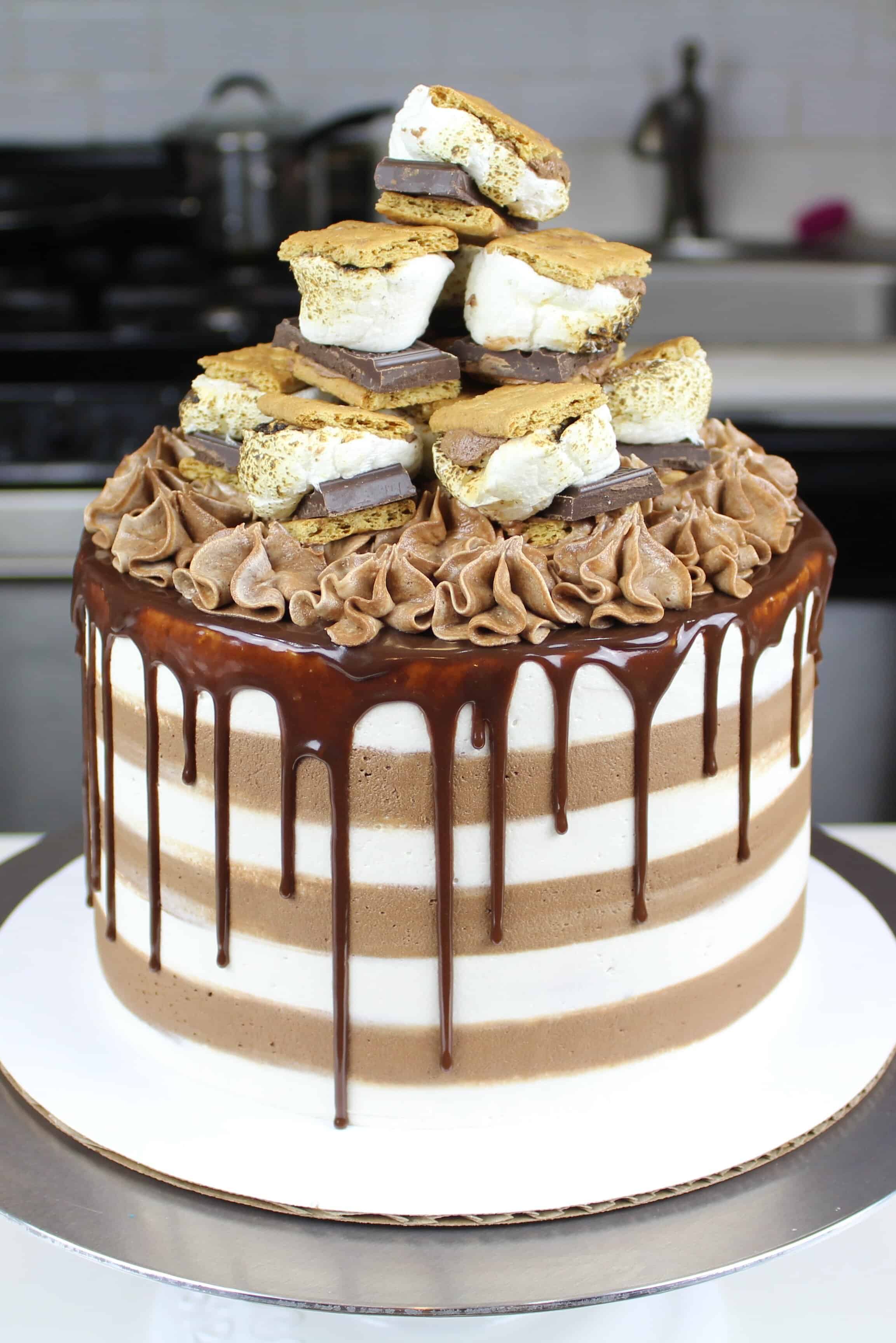 S mores Cake Fluffy Chocolate Cake With Marshmallow Frosting S mores Cake Fluffy Chocolate Cake With Marshmallow Frosting