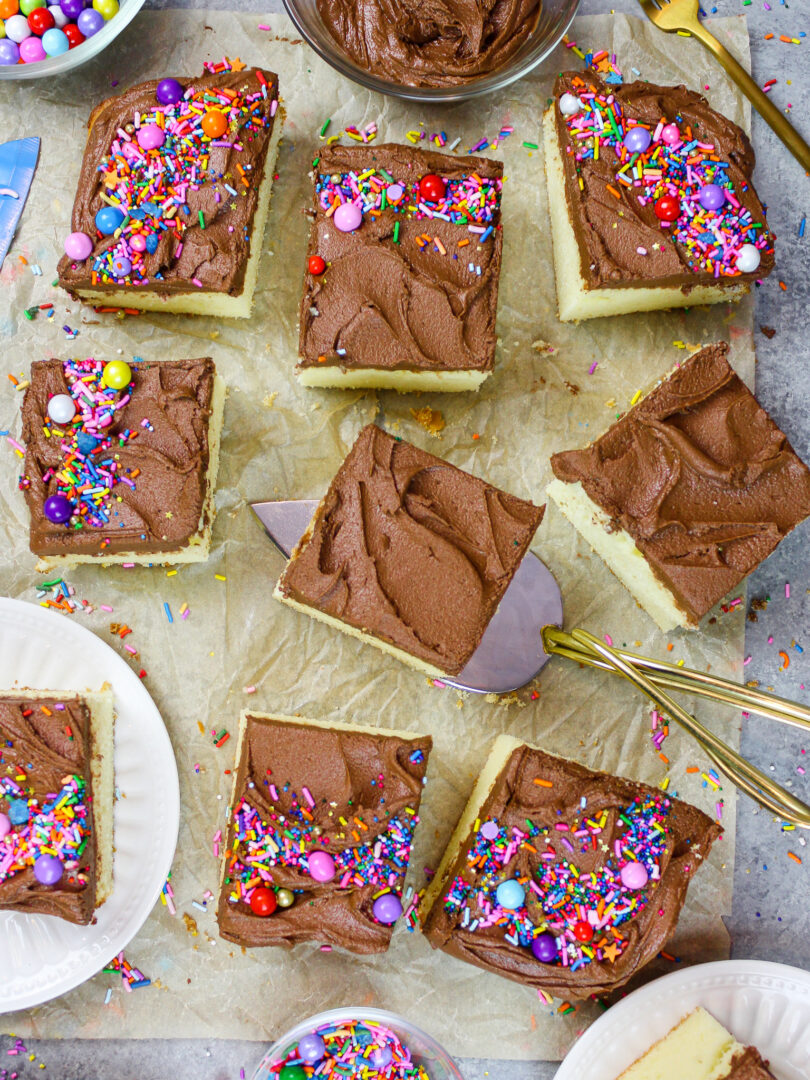 Yellow Sheet Cake Recipe With Decadent Chocolate Frosting