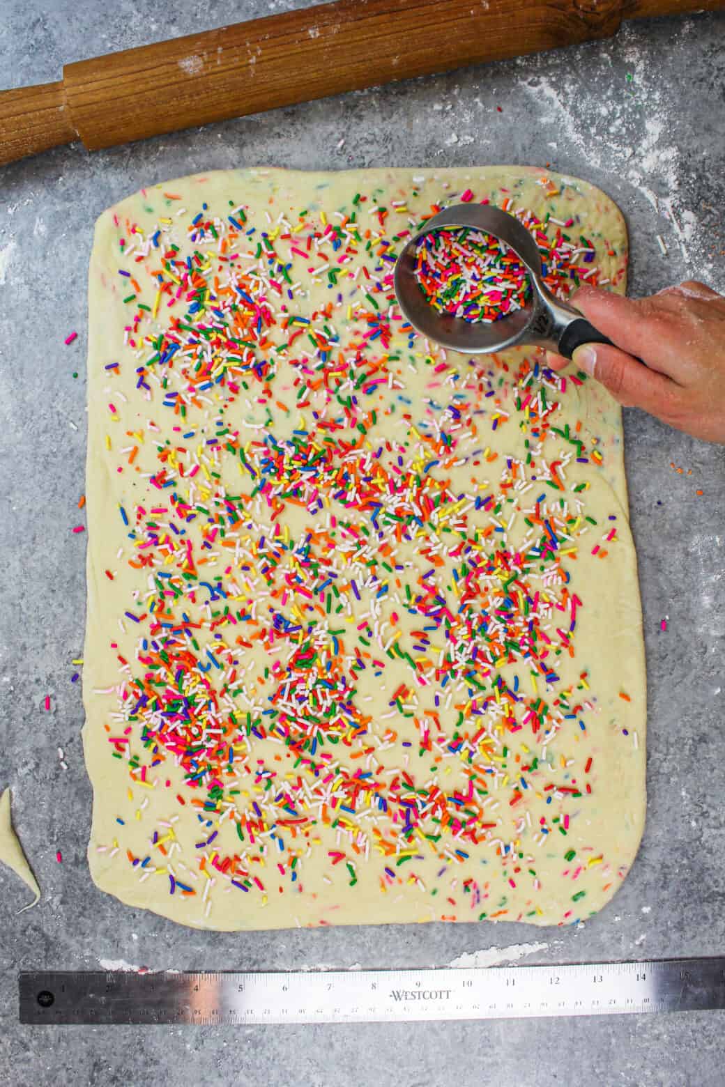 Funfetti Cinnamon Rolls with Vanilla Sprinkle Glaze