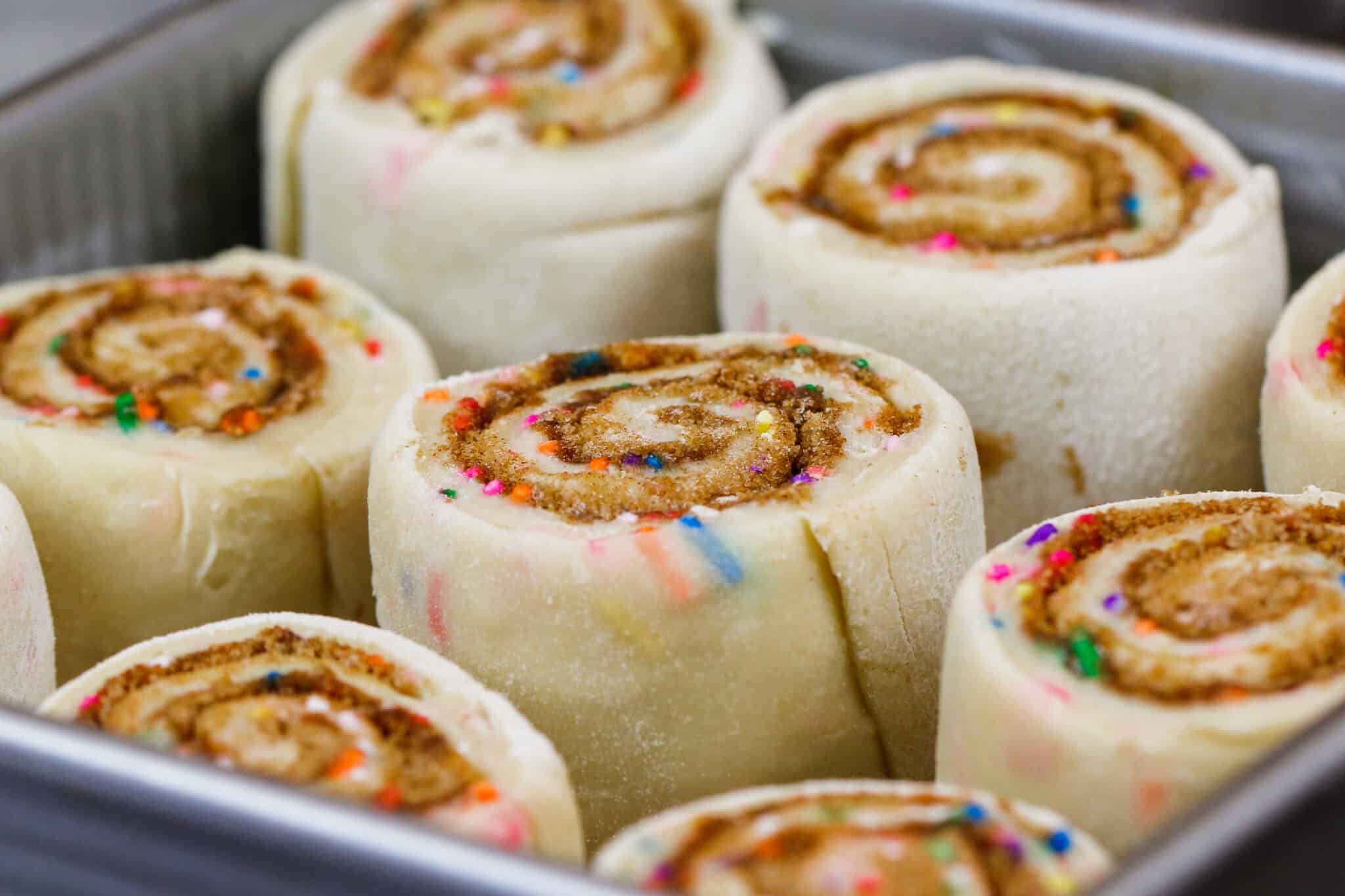 Funfetti Cinnamon Rolls with Vanilla Sprinkle Glaze