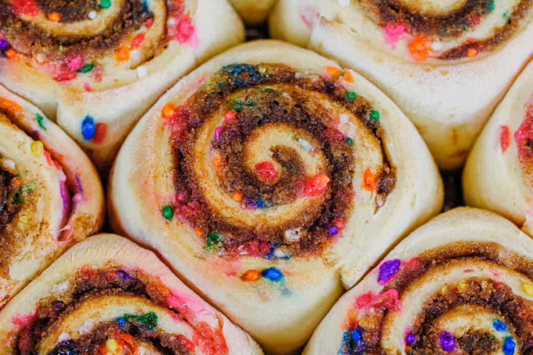 Funfetti Cinnamon Rolls with Vanilla Sprinkle Glaze