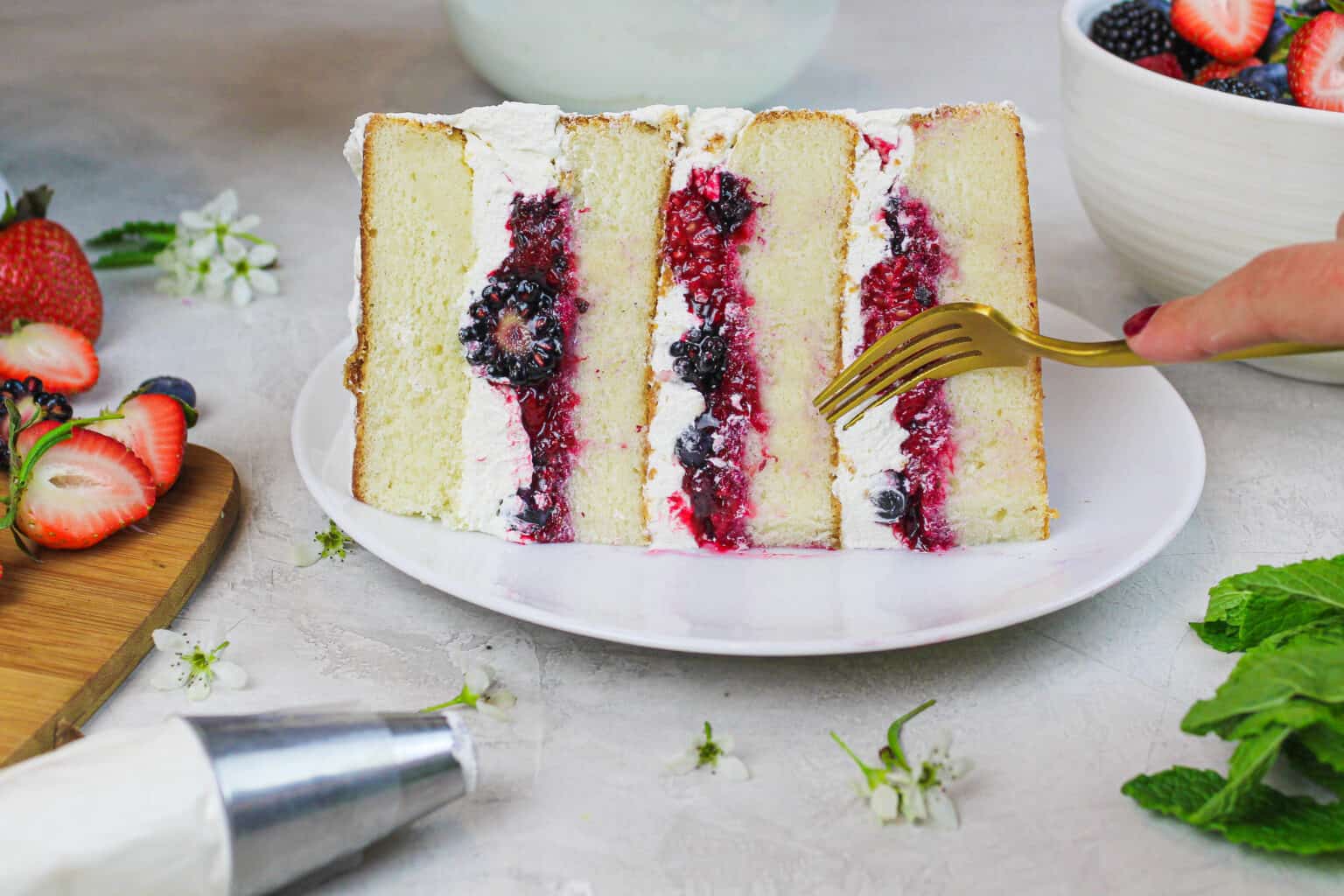 Berry Chantilly Cake: Fluffy Cake filled w/ Juicy Berry Compote