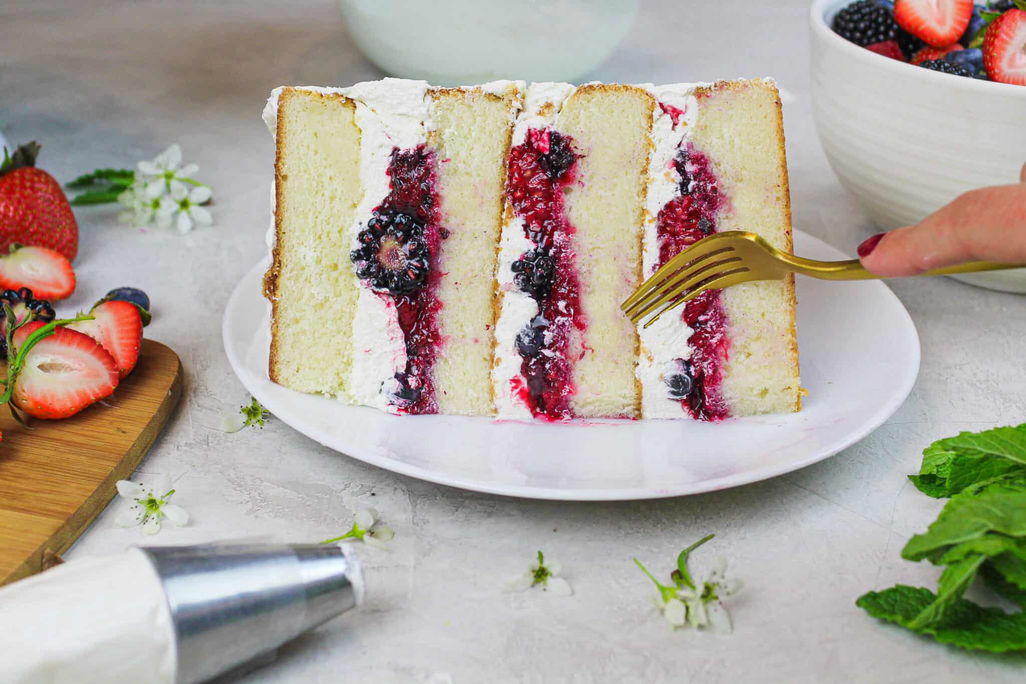 Berry Chantilly Cake: Fluffy Cake filled w/ Juicy Berry Compote