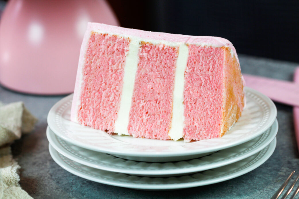 Pig Birthday Cake: Moist Pink Cake Layers w/ Buttercream Frosting