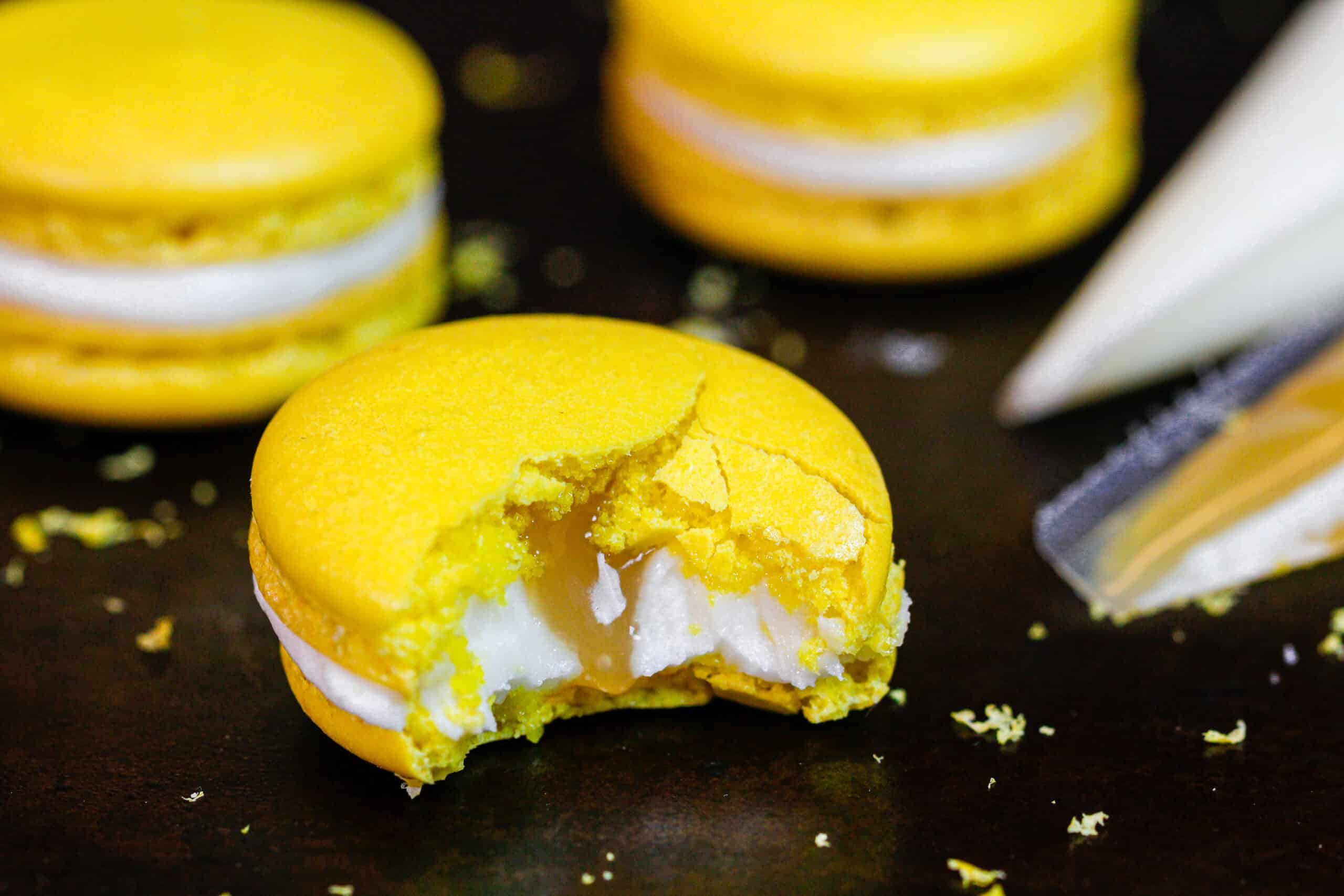Easy Lemon Macarons with Lemon Curd Filling
