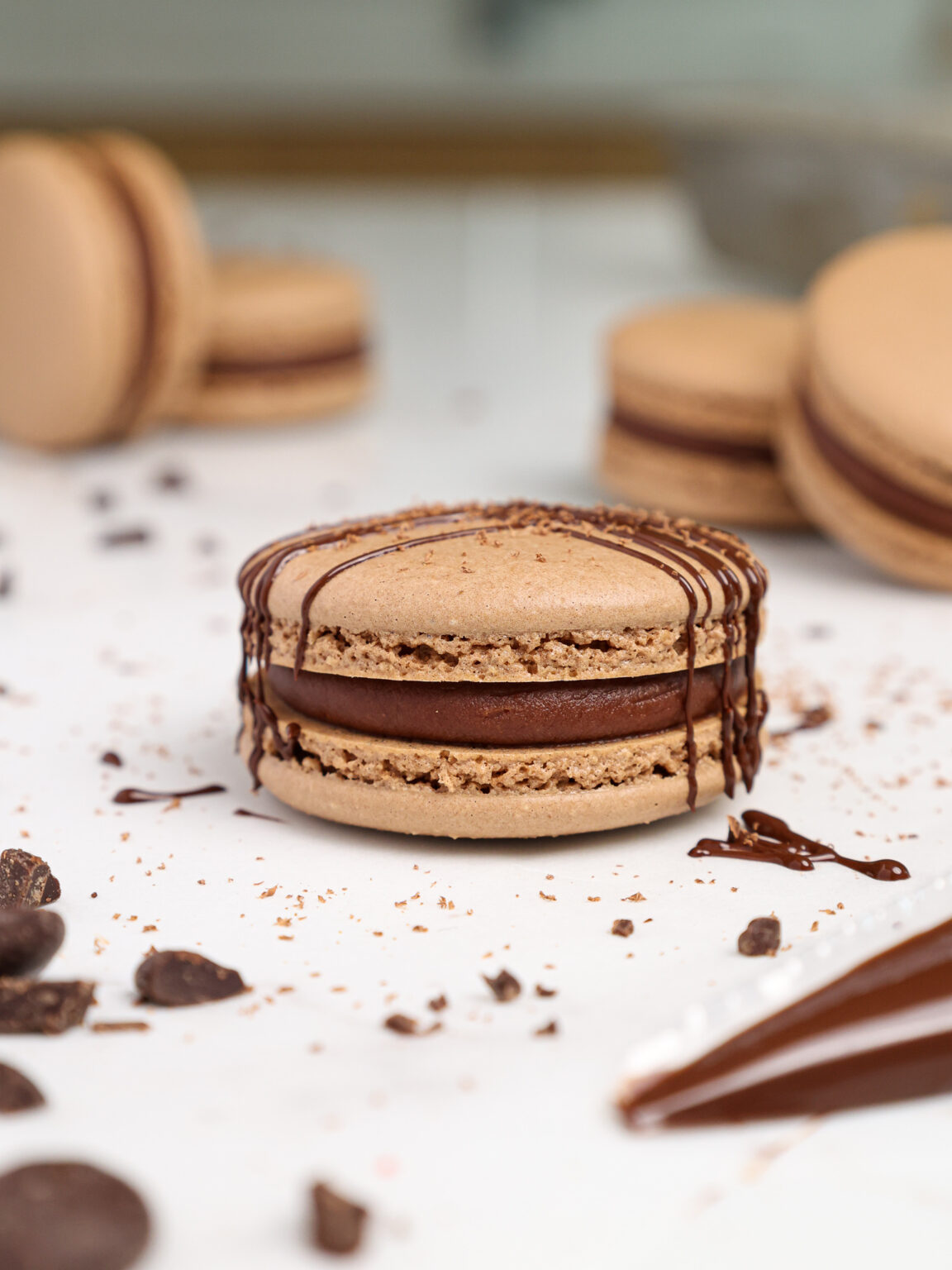 Chocolate Macarons with Decadent Chocolate Ganache - Chelsweets