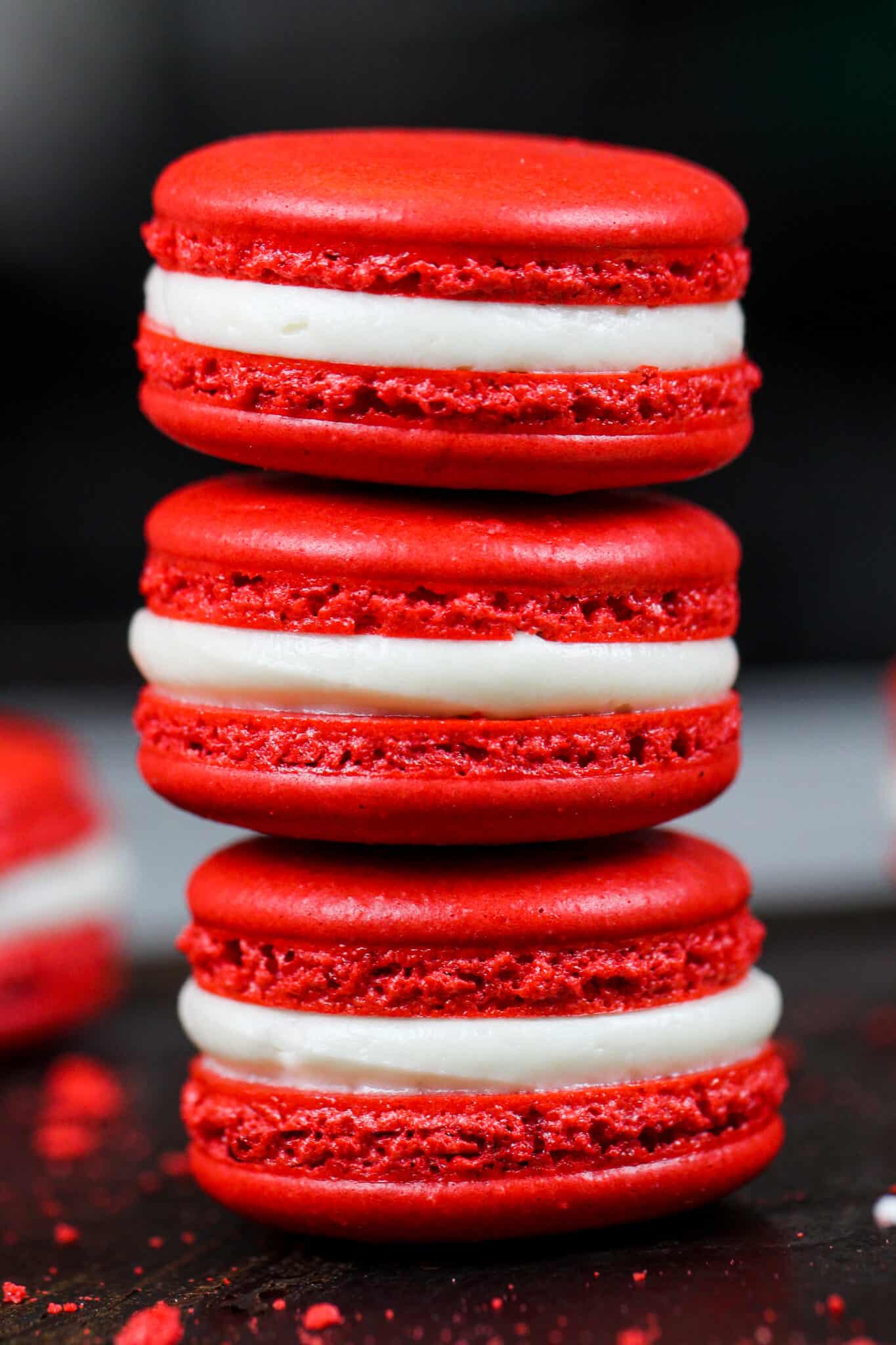 Red Velvet Macarons with Cream Cheese Frosting