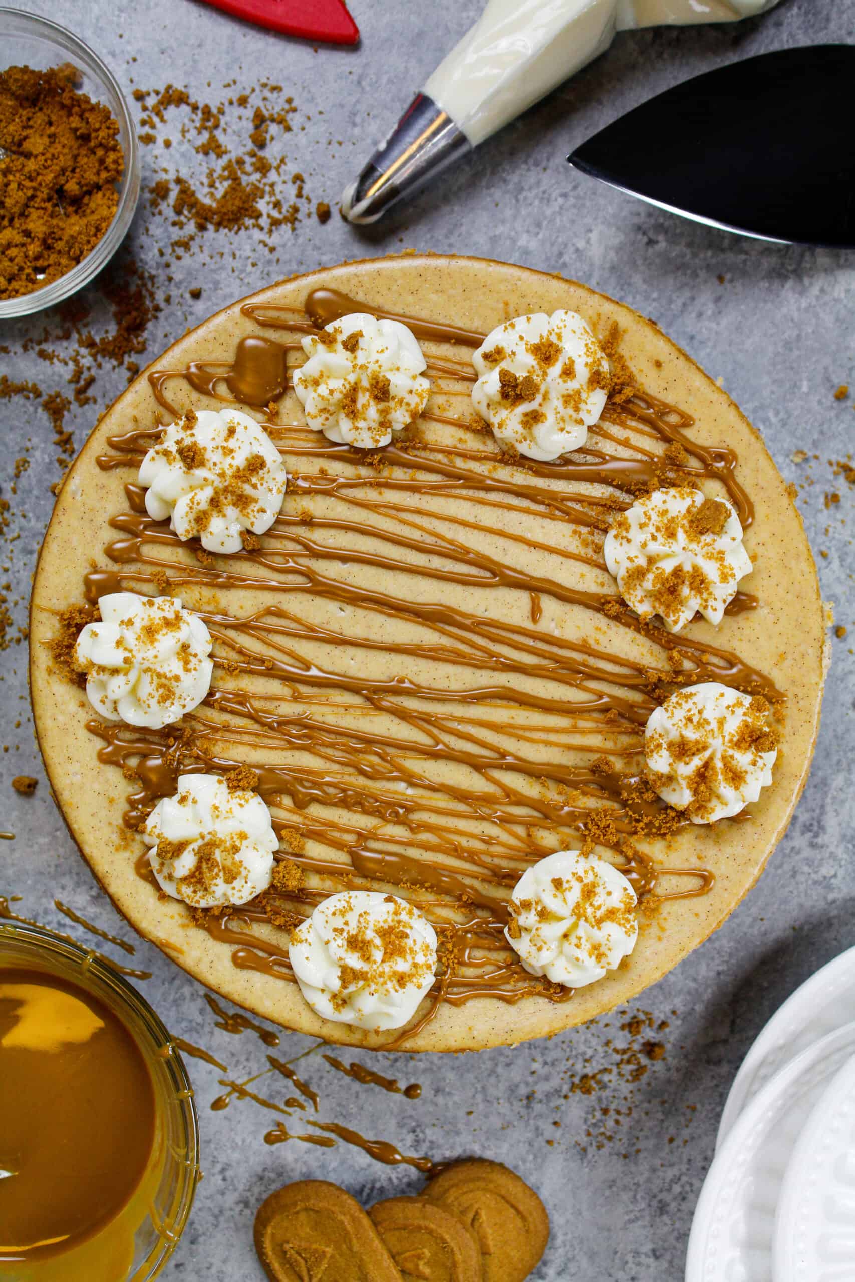 Biscoff Cheesecake with Cookie Crust and Cookie Butter Drizzle
