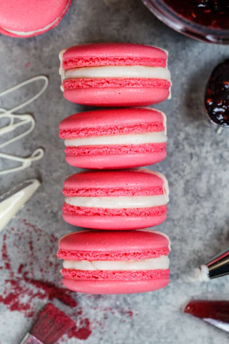 Raspberry Macarons: Step by Step Recipe & Tutorial