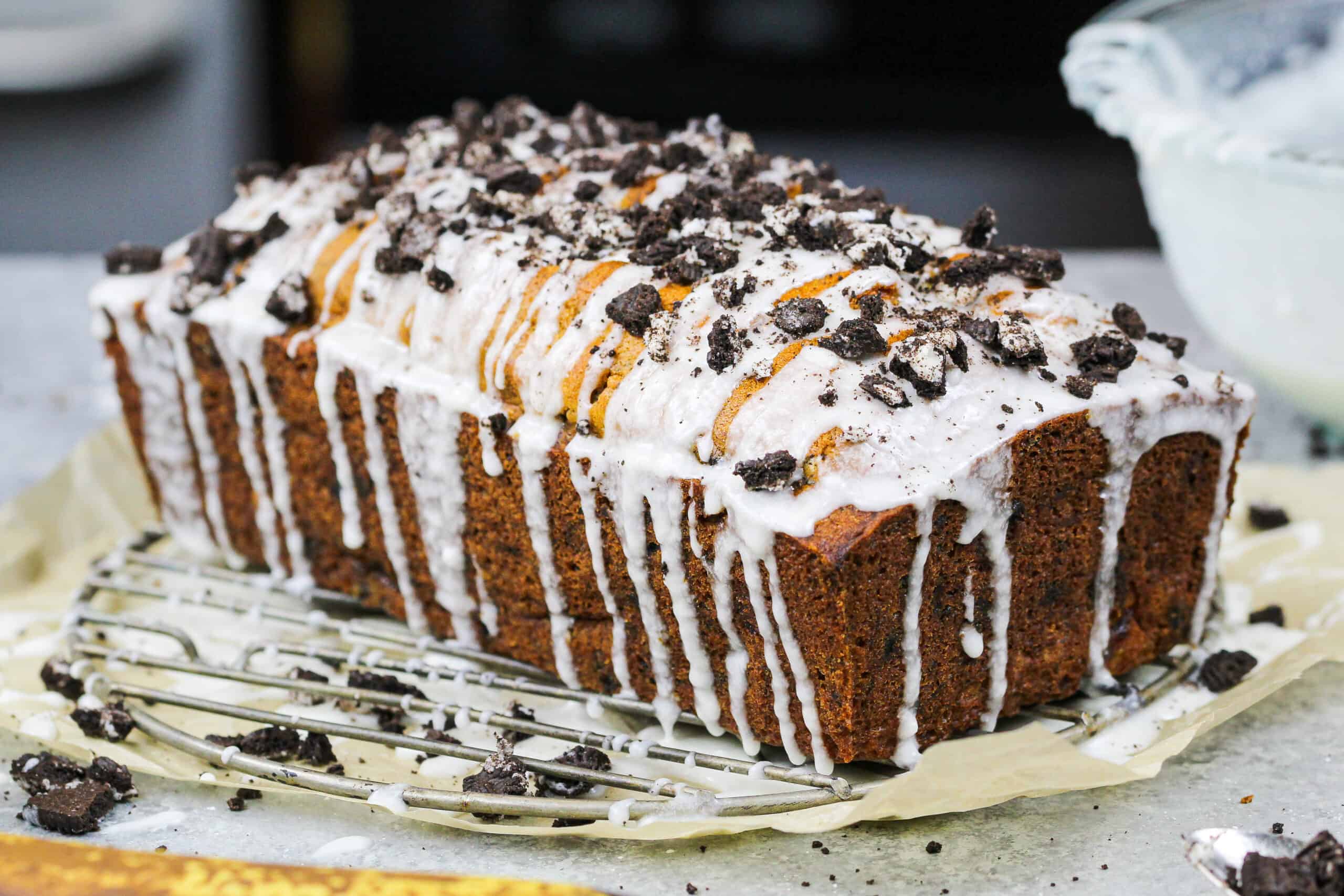 Oreo Banana Bread - Easy Recipe w/ Cookies & Cream Glaze
