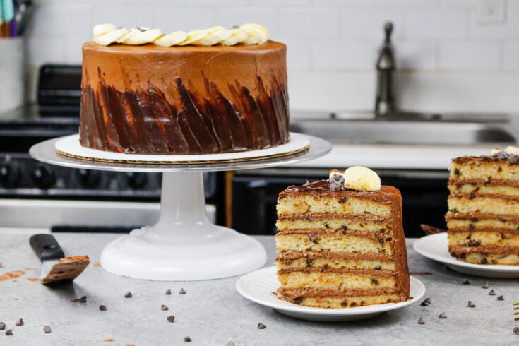 Chocolate Chip Banana Cake with Decadent Chocolate Frosting