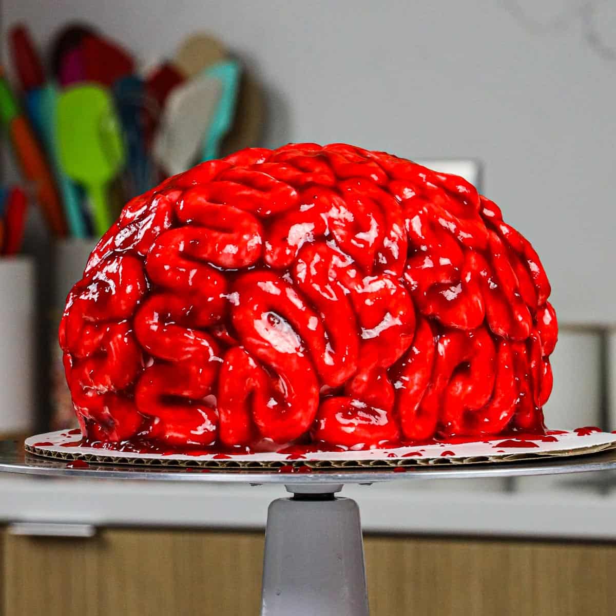 Red Velvet Brain Cake (Perfect for Halloween!)