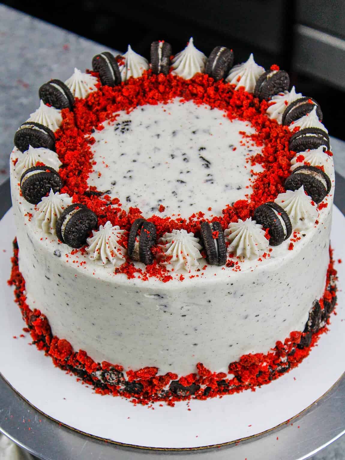 Red Velvet Oreo Cake Recipe with Oreo Cream Cheese Frosting