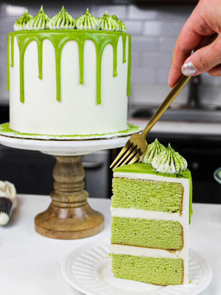 Matcha Cake - Tender Matcha Cake Layers Frosted w/ Fluffy Buttercream