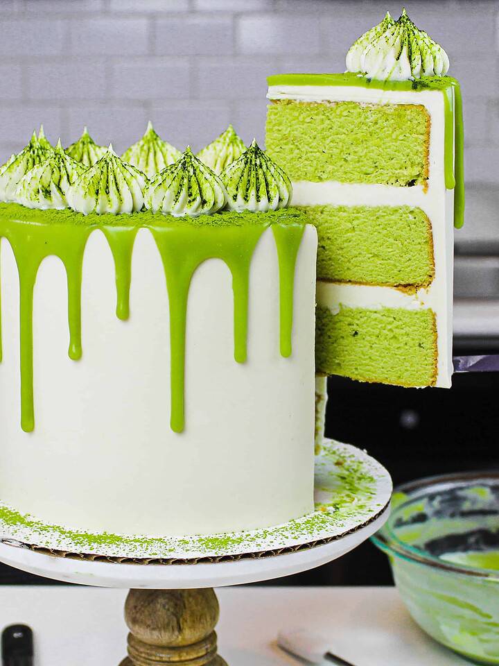 Matcha Cake - Tender Matcha Cake Layers Frosted w/ Fluffy Buttercream