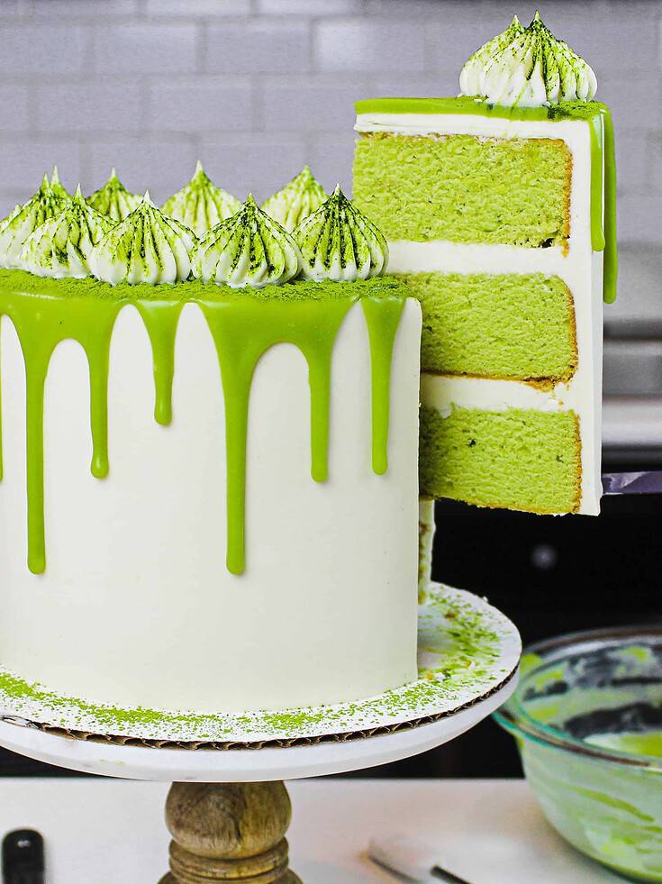 Matcha Cake - Tender Matcha Cake Layers Frosted w/ Fluffy Buttercream