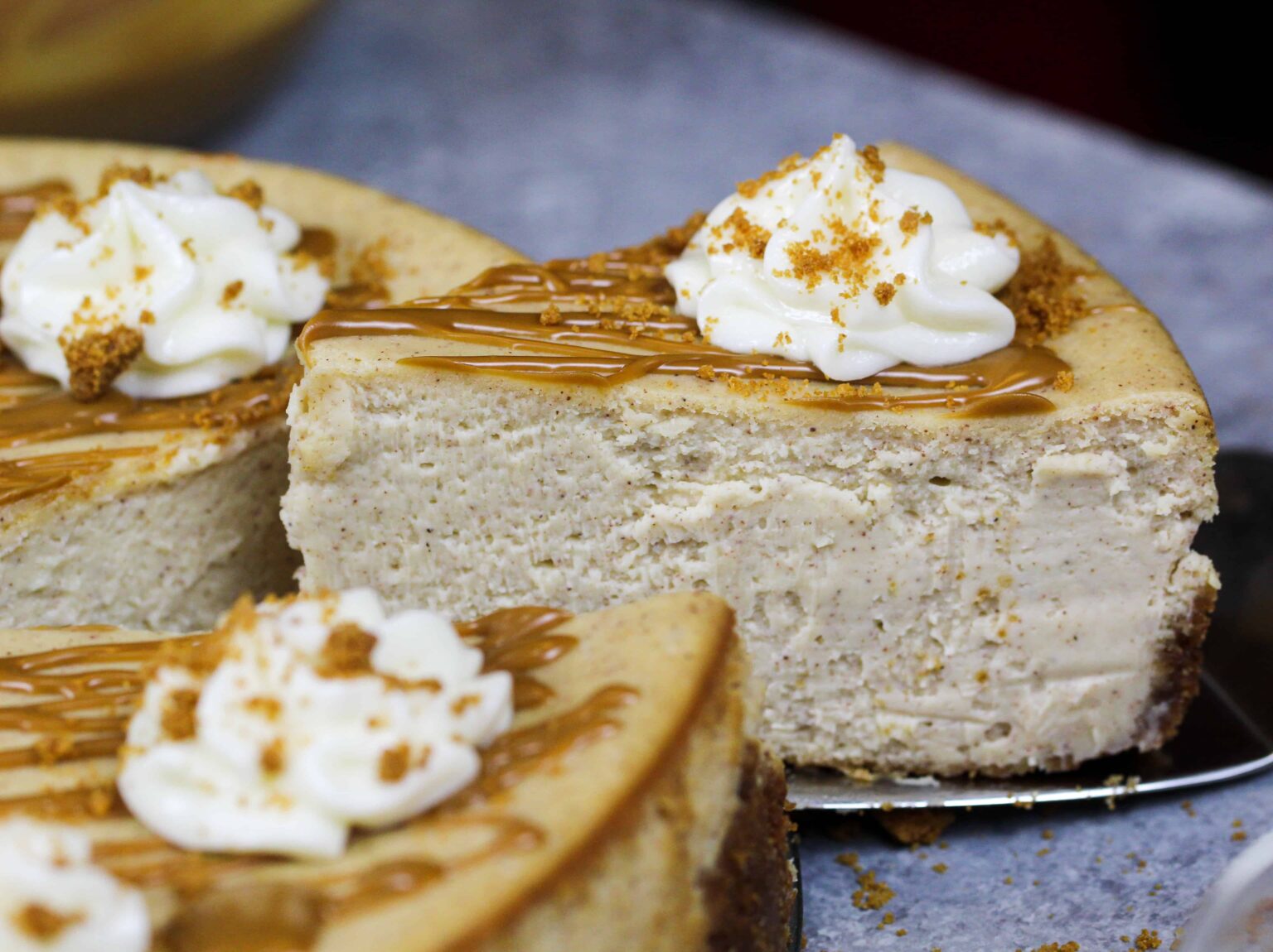 Biscoff Cheesecake with Cookie Crust and Cookie Butter Drizzle