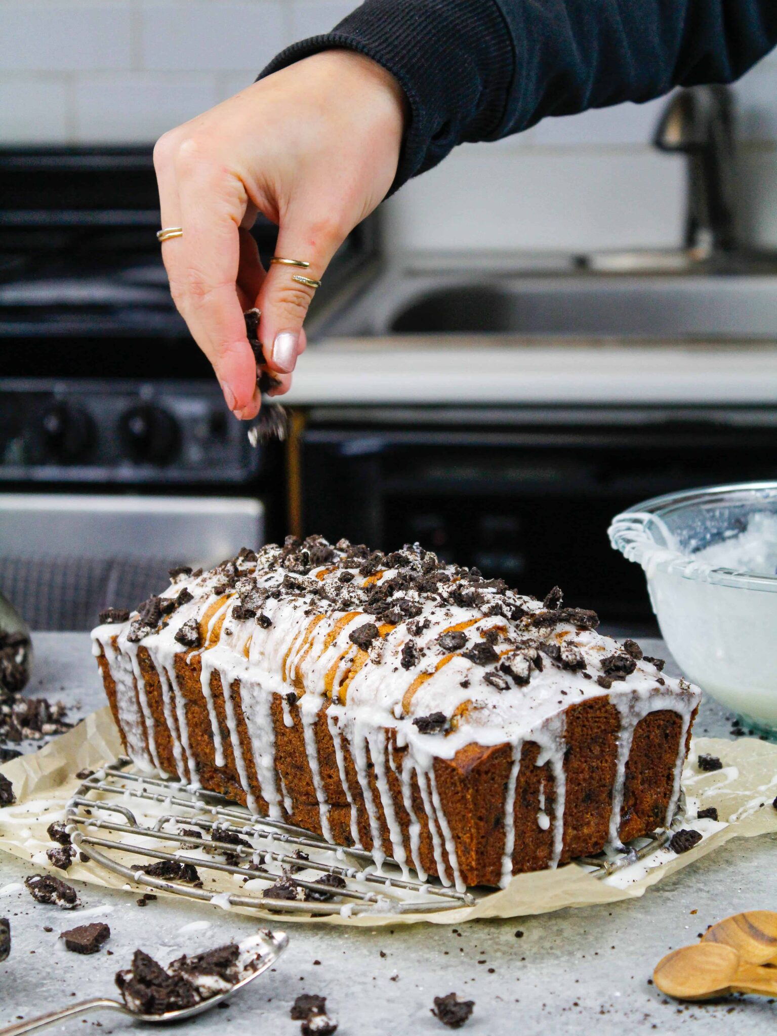 Oreo Banana Bread - Easy Recipe w/ Cookies & Cream Glaze