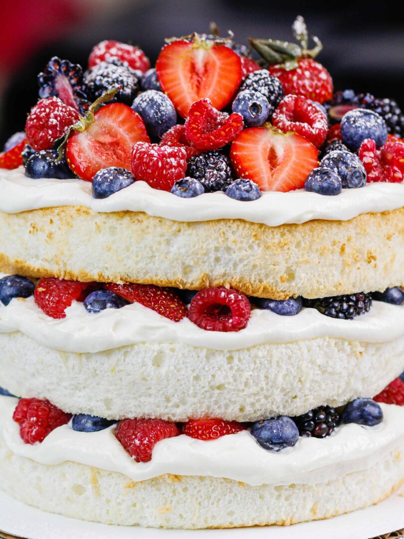 Layered Angel Food Cake: Fluffy Cake Layers w/ Whipped Cream