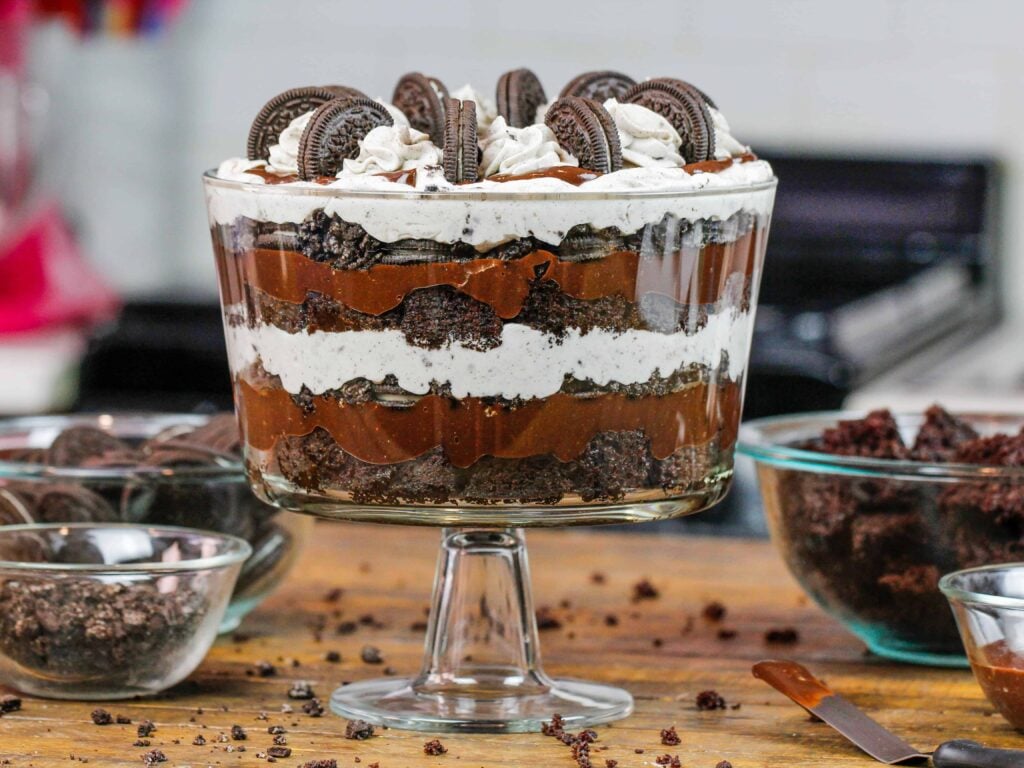 Oreo Trifle - Layers of Fluffy Chocolate Cake, Whipped Cream & Oreos