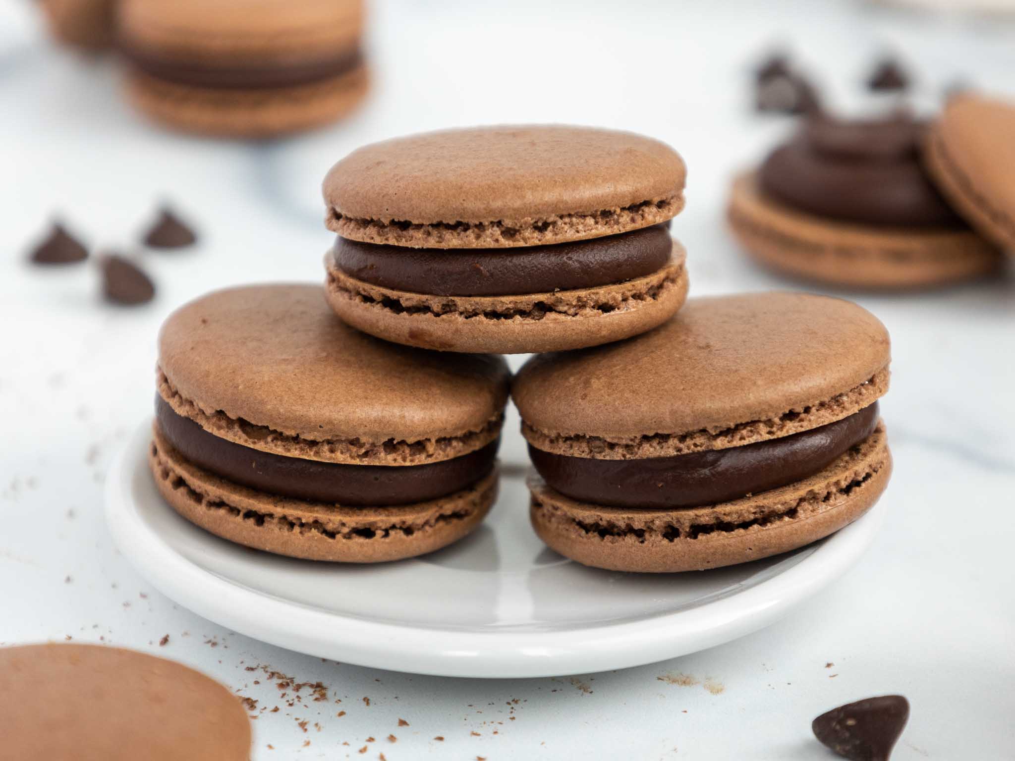Dark Chocolate Macarons with Dark Chocolate Ganache Filling