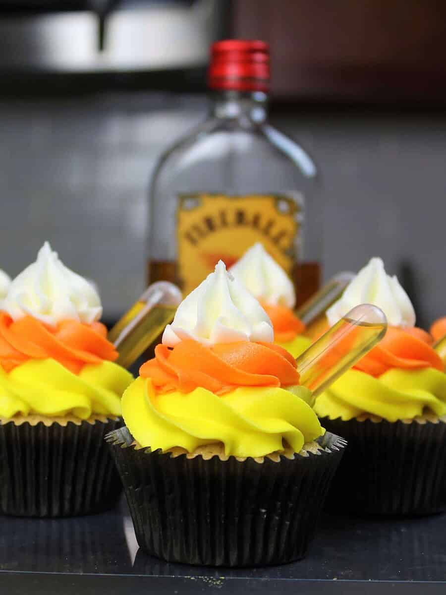Fireball Cupcakes - Boozy Cinnamon Cupcakes w/ Fireball Frosting