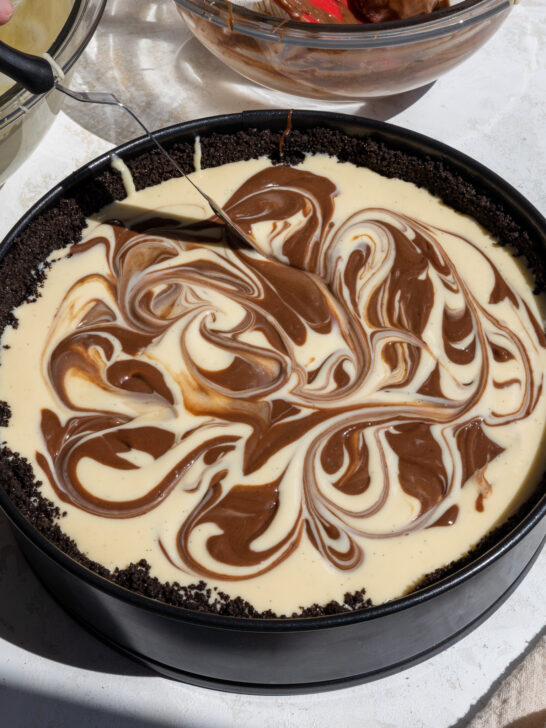 Marbled Cheesecake: Swirled Chocolate & Vanilla Cheesecake