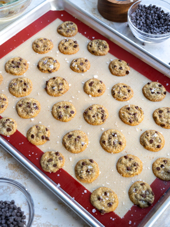 Easy Mini Chocolate Chip Cookies (No Chill Dough!)