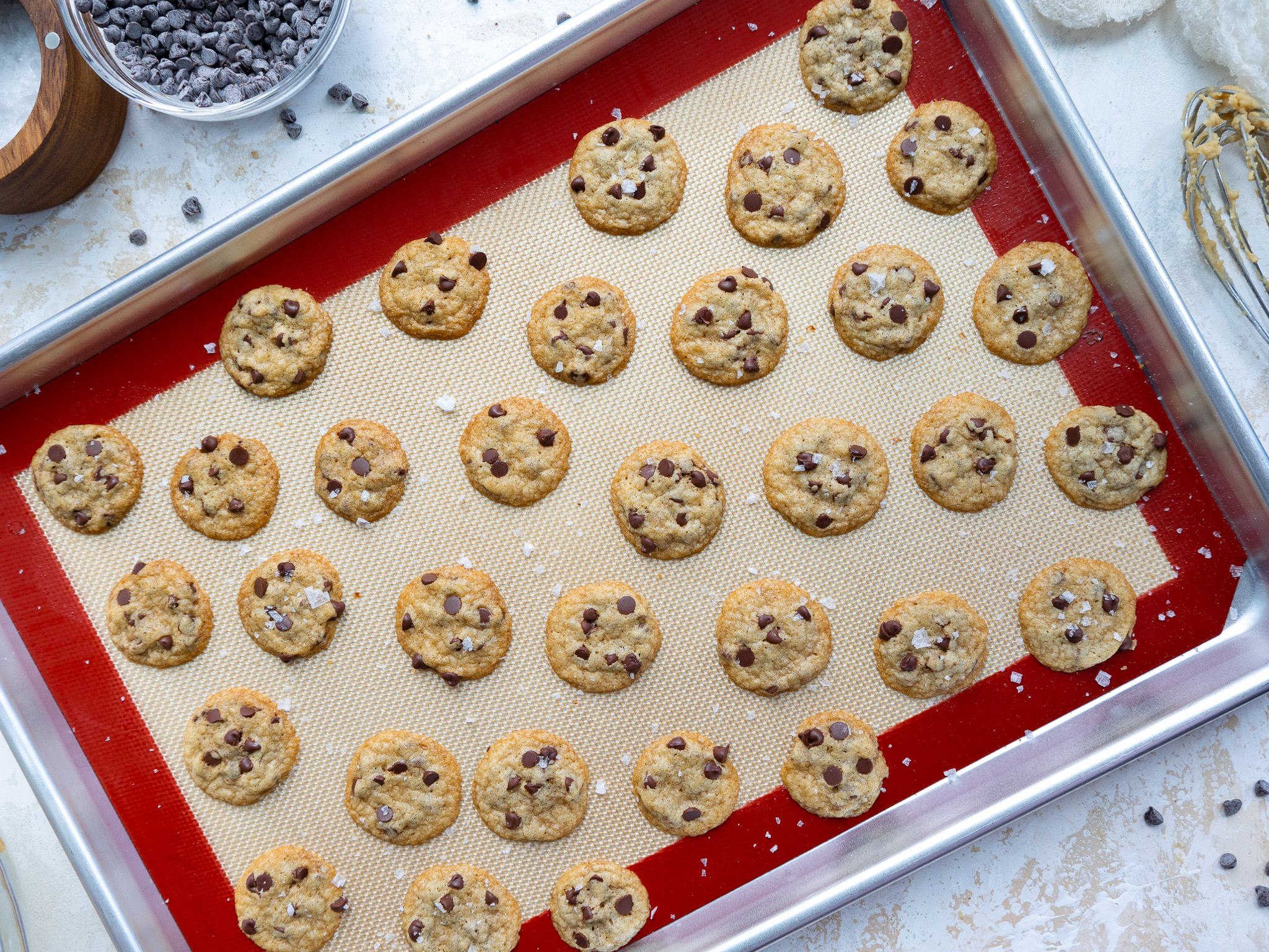 Easy Mini Chocolate Chip Cookies (No Chill Dough!)