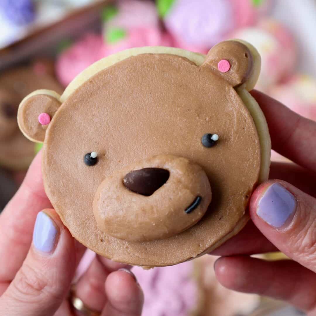 Teddy Bear Cookies with Chocolate Buttercream