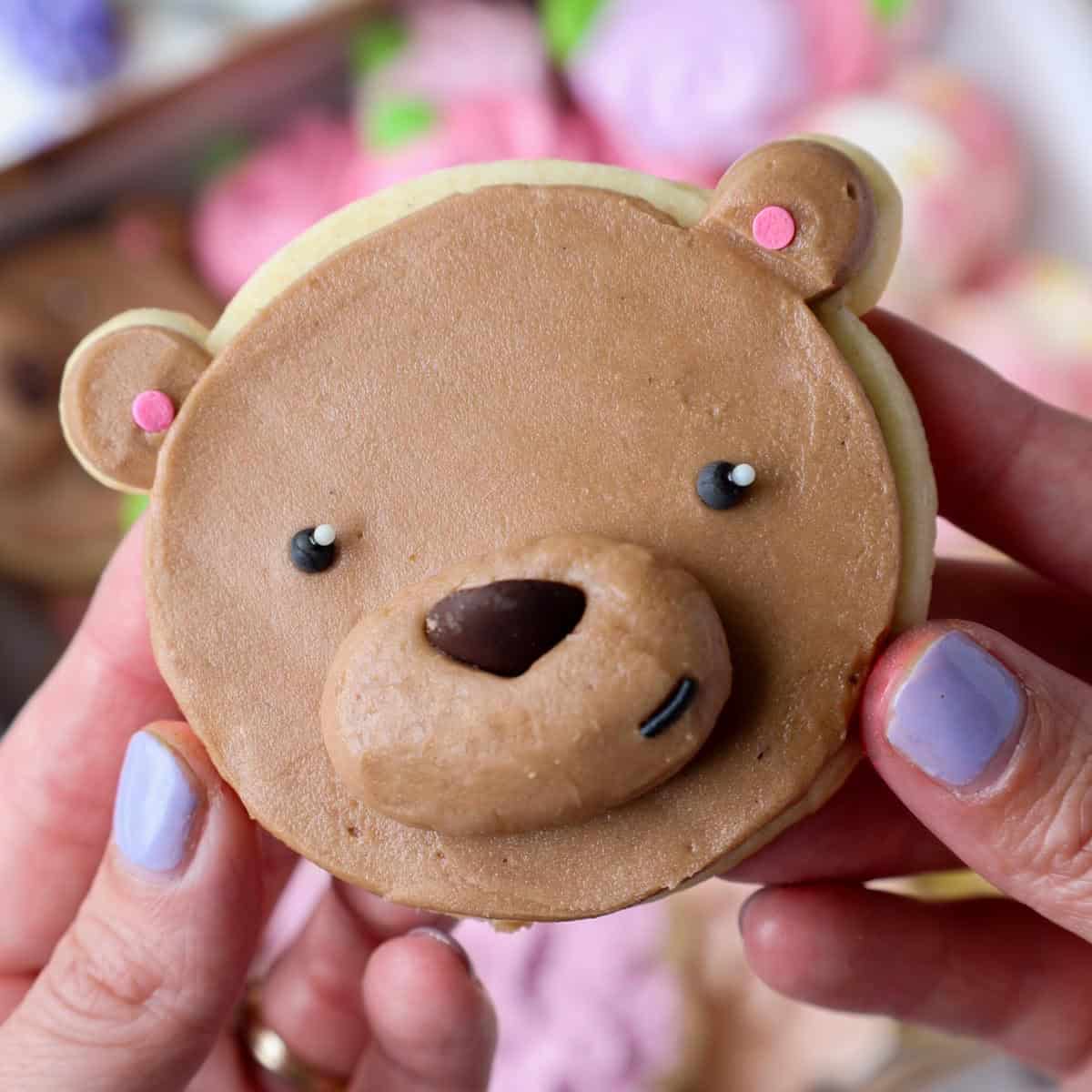Teddy Bear Cookies with Chocolate Buttercream