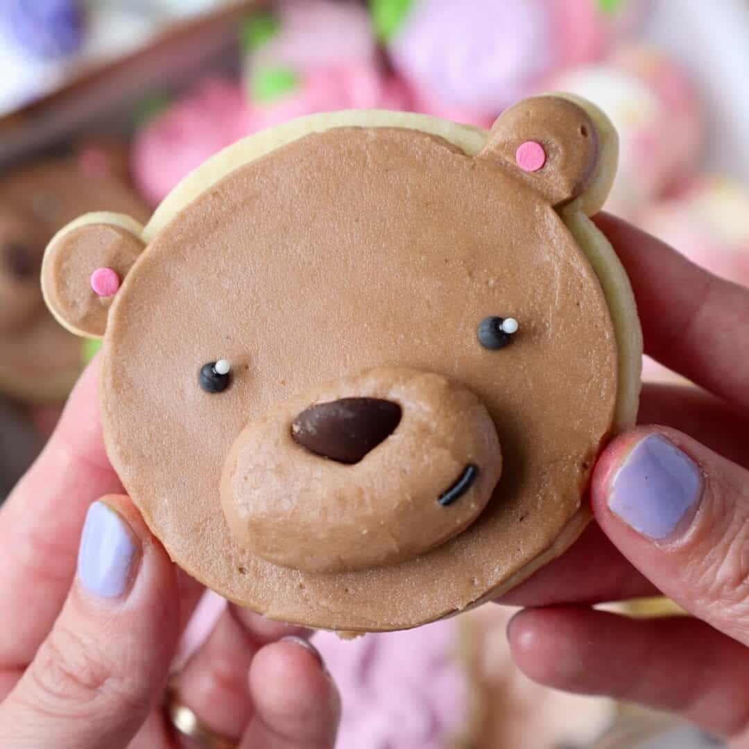 Teddy Bear Cookies with Chocolate Buttercream