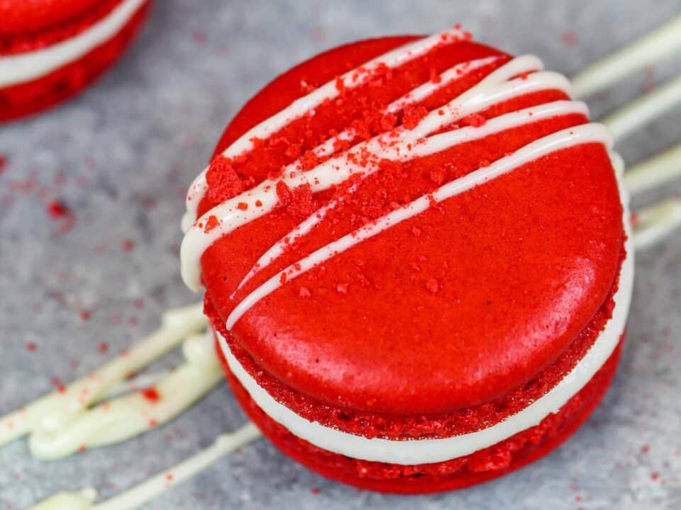 Red Velvet Macarons with Cream Cheese Frosting
