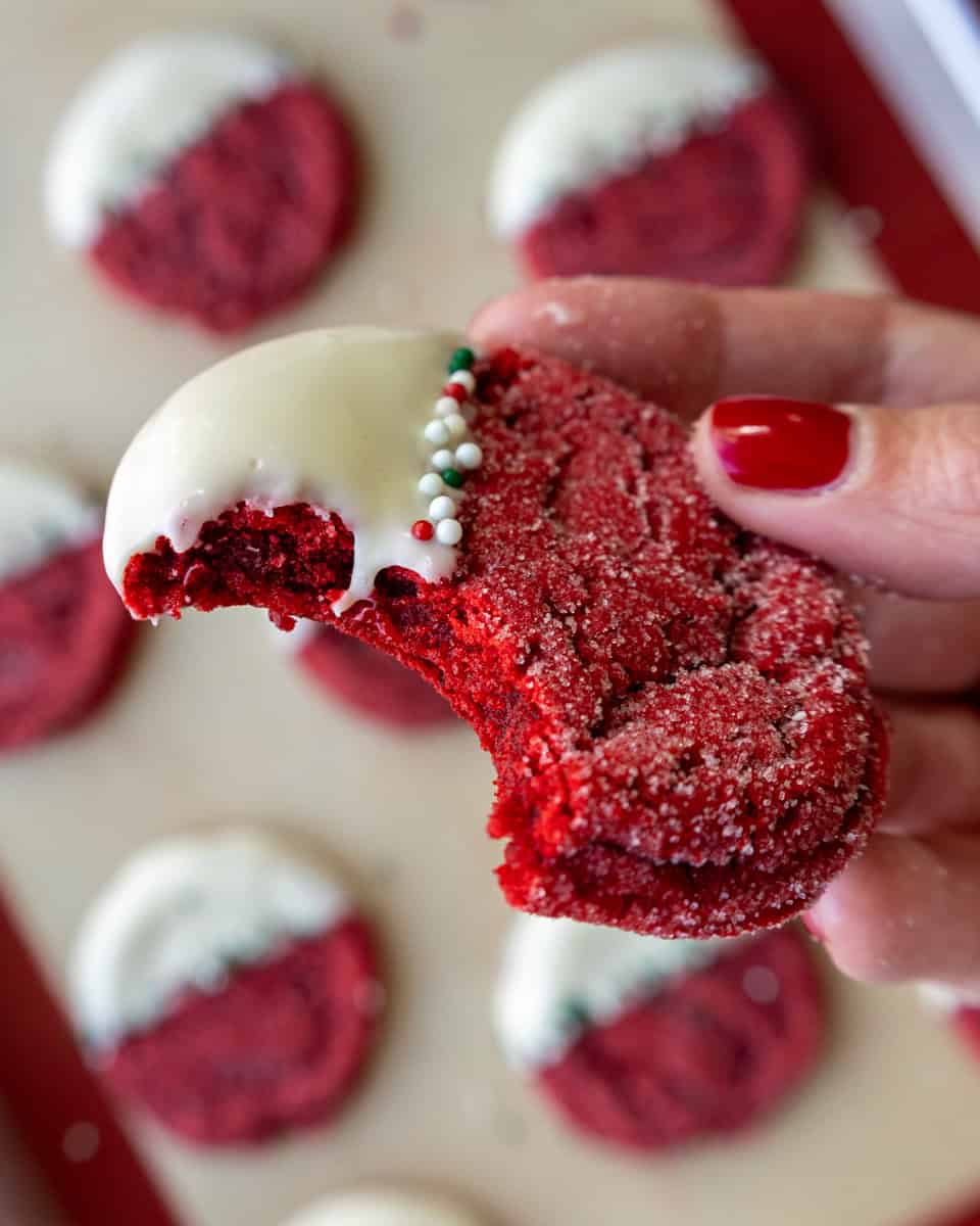 Snow-Capped Red Velvet Sugar Cookies